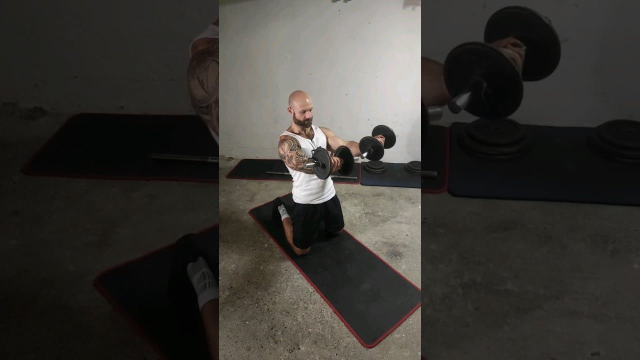 Élévation frontale à genou haltère supination [VIDÉO] | Papa Muscle