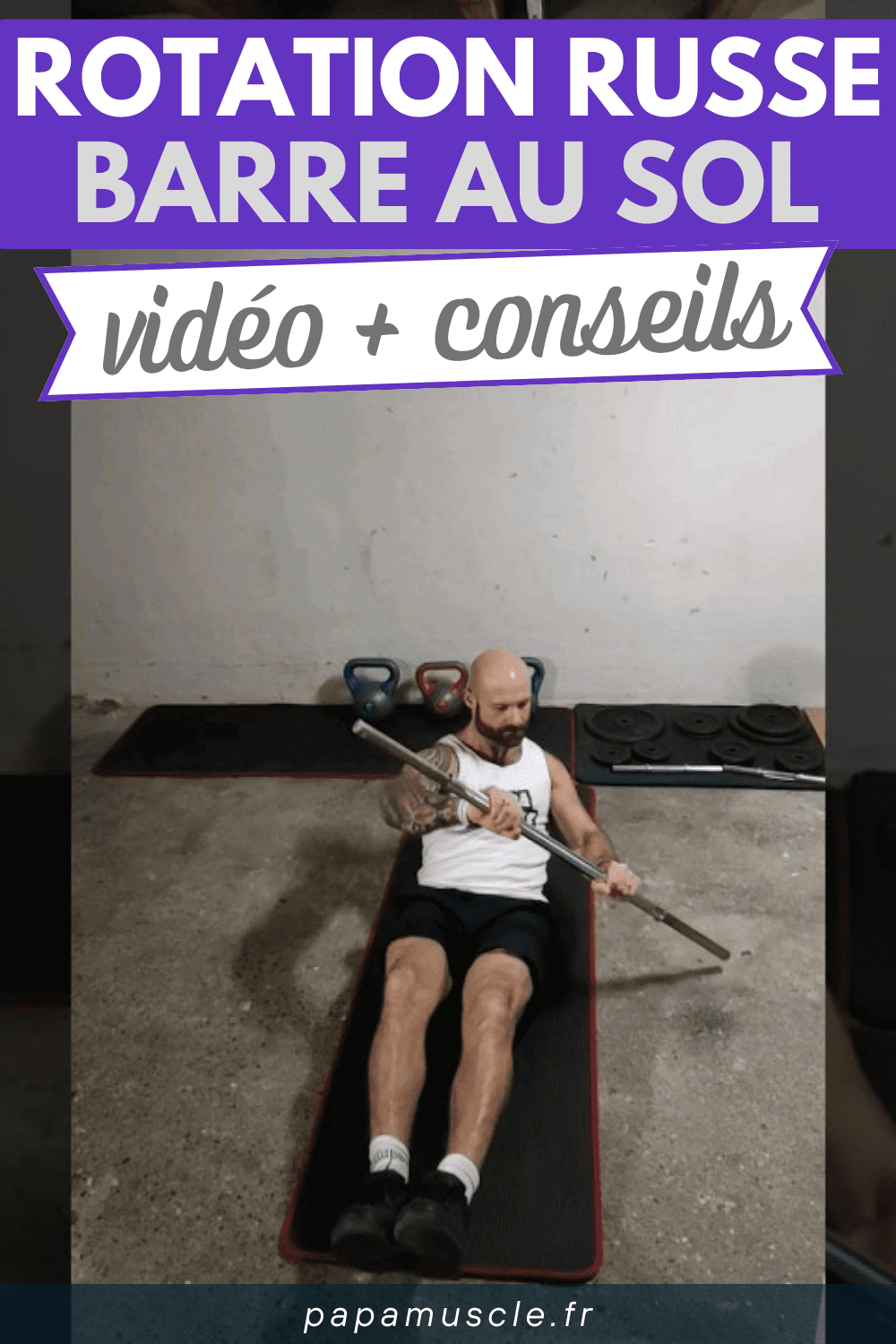 Rotation russe barre au sol (barbell floor russian twist) [VIDÉO ...